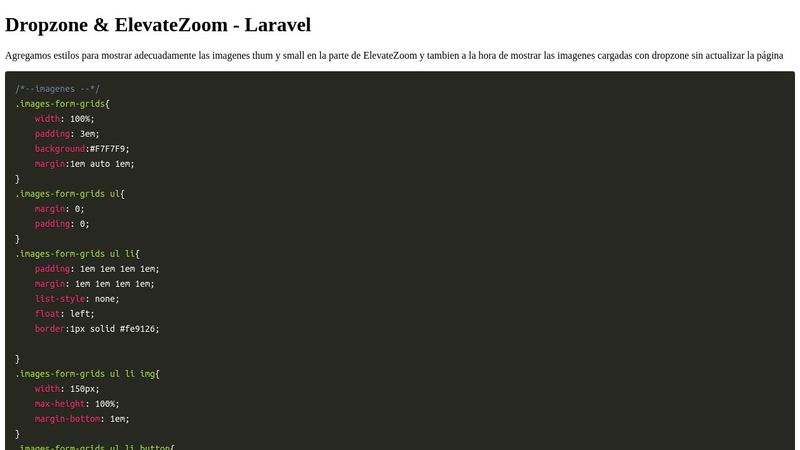 Dropzone & ElevateZoom - Laravel