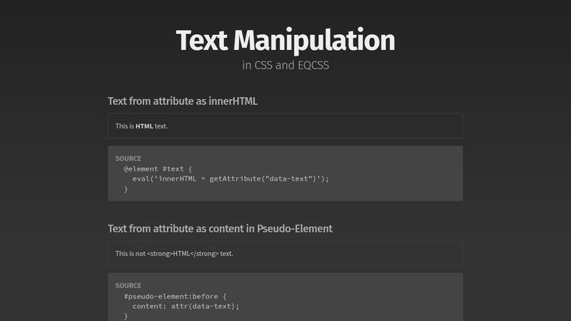 Text Manipulation in CSS & EQCSS