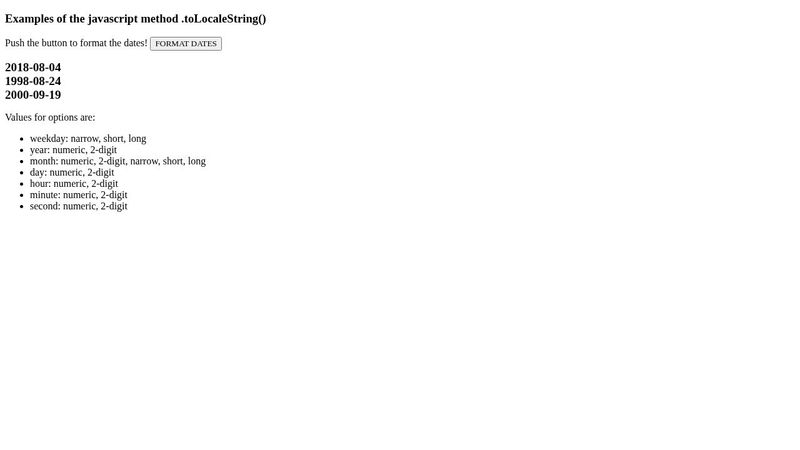 Javascript toLocaleString() method
