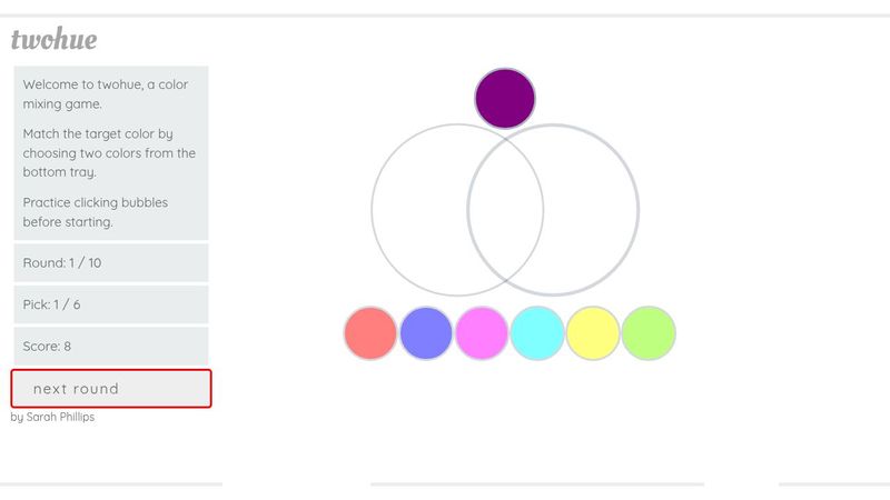 twohue practice for React color mixing game