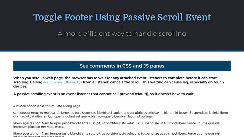 Toggle Footer Using Scroll Event