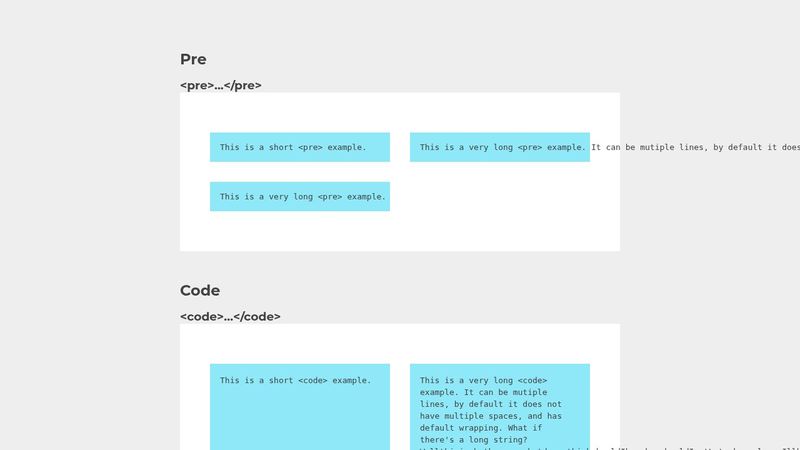Code text formatting details - pre, code, and text-wrap