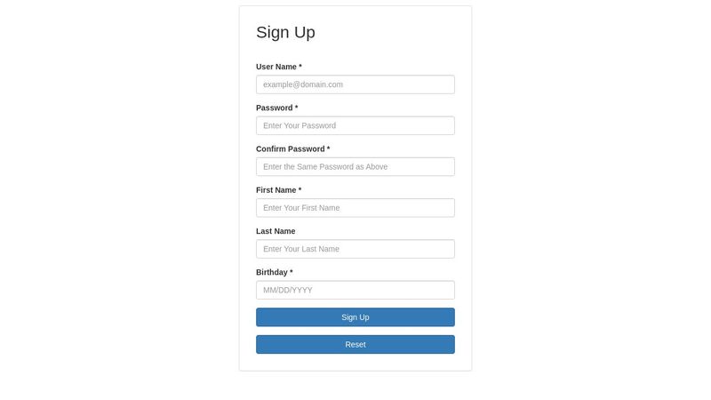 Basic Sign Up Form