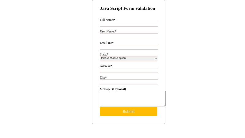 JS Form Validation