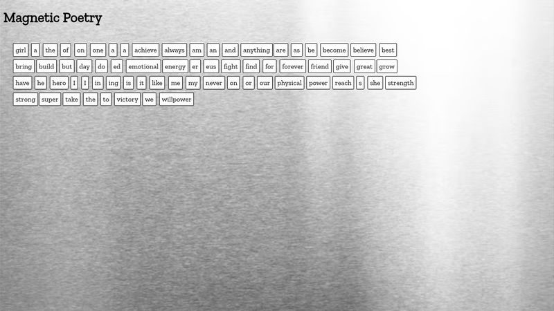 Magnetic Poetry - Drag and Drop