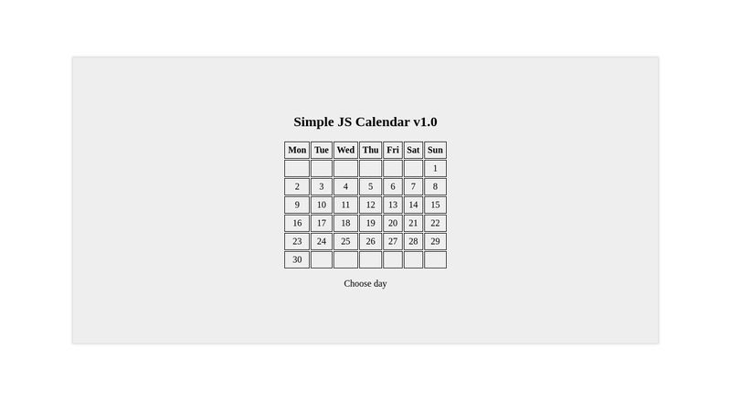 Simple JS Calendar