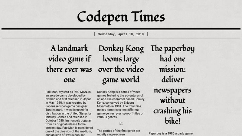 Codepen Challenge: Paperboy