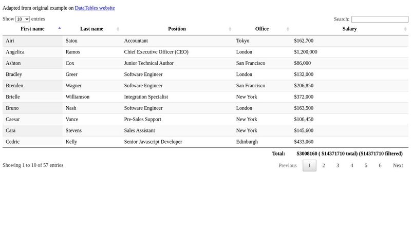 Footer callback with sum filtered rows - DataTables