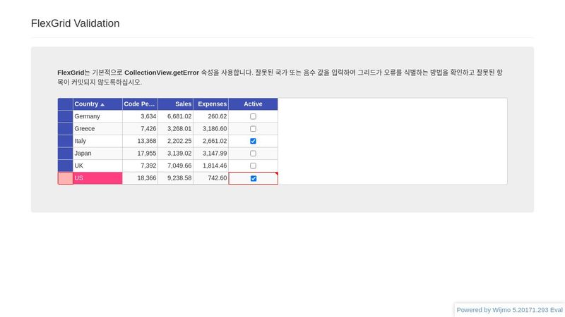 CollectionView/Validation/FlexGrid Validation