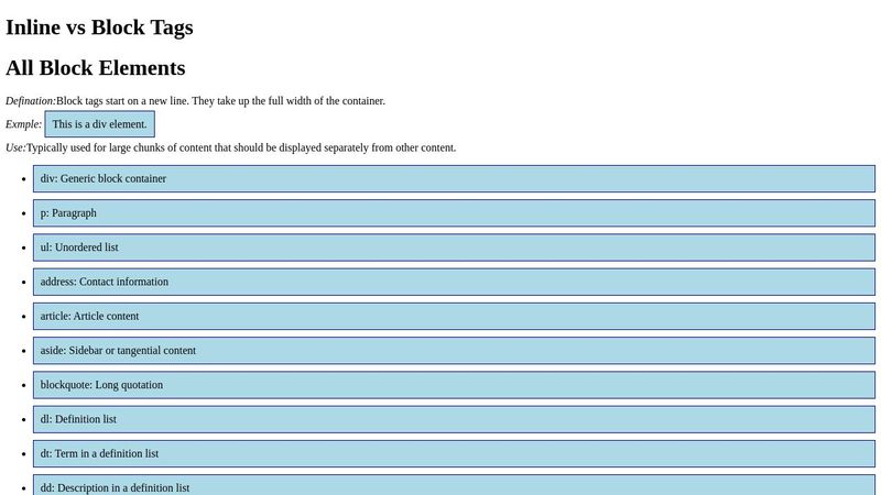 inline vs block elements