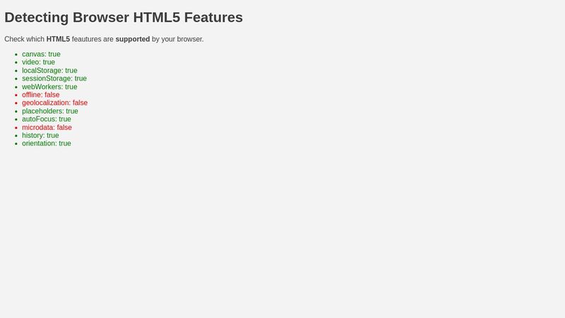Detecting Browser HTML5 Features