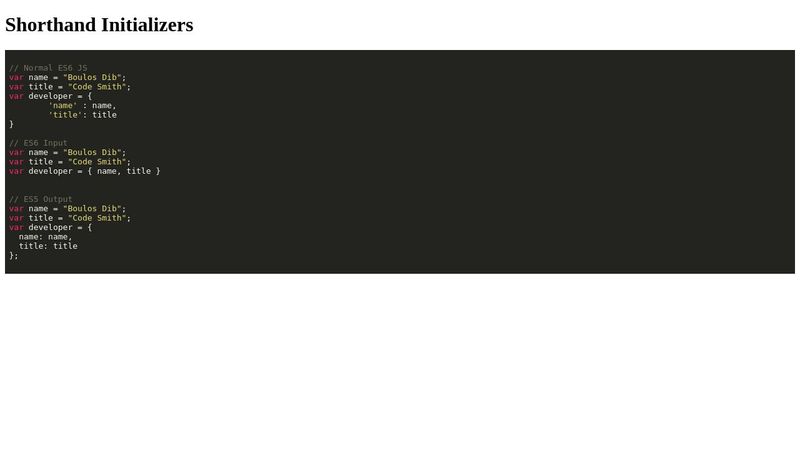 ES6 - Shorthand Initializers