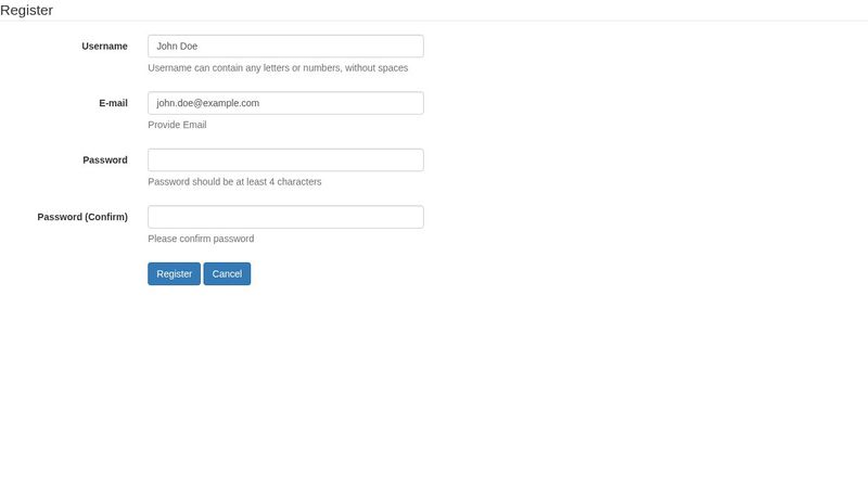 AngularJS Registration