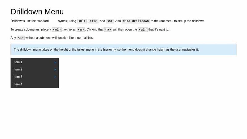 Foundation - Drilldown Menu (CSS/Float Example)