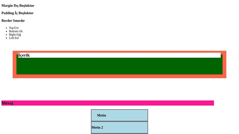 HTML Padding Margin Border Nedir