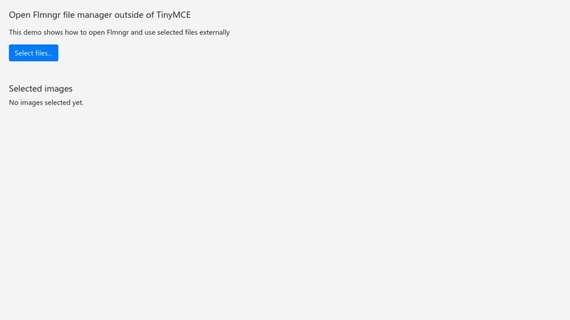 Open Flmngr file manager outside of TinyMCE