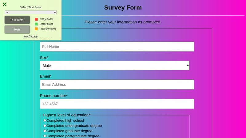 freeCodeCamp RWD Project: Survey Form