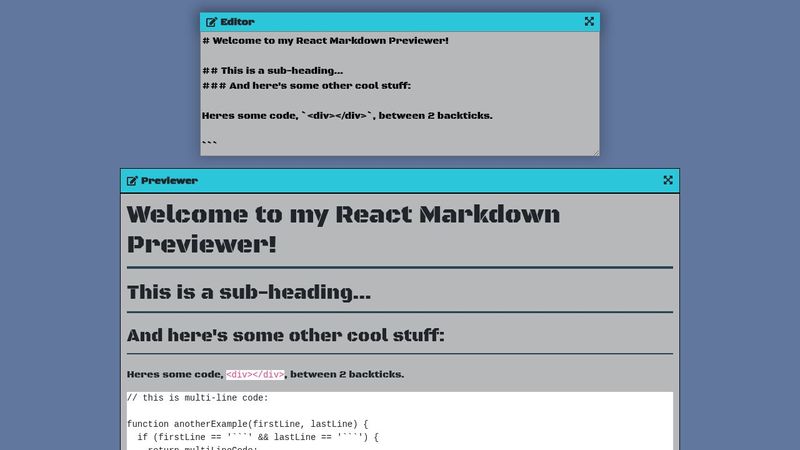 Simple React Markdown Previewer