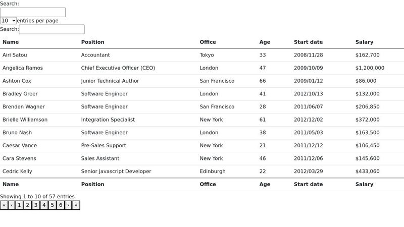 DataTables Bootstrap 5 Example