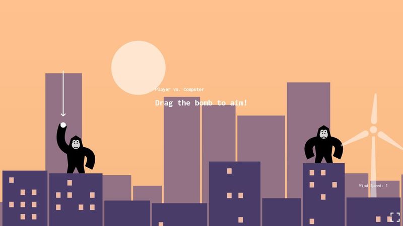 Gorillas - Plain JavaScript Game with HTML Canvas