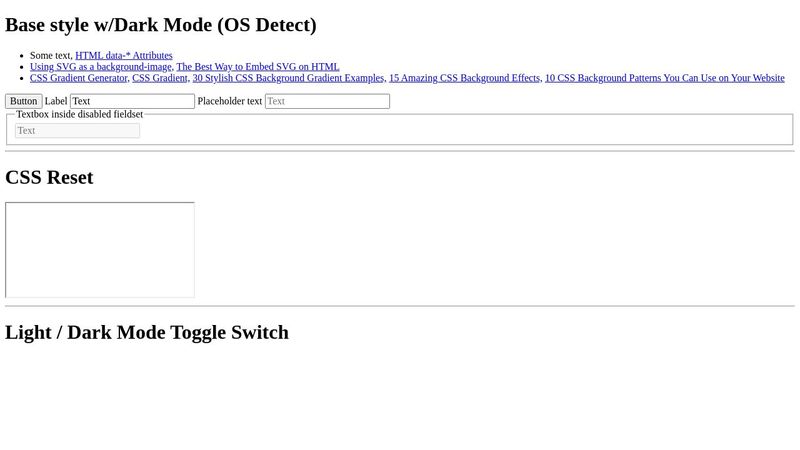 Base style w/Dark Mode (OS Detect)