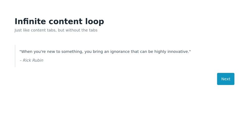 PicoCSS Infinite content loop area. Pure HTML & CSS, no Javascript