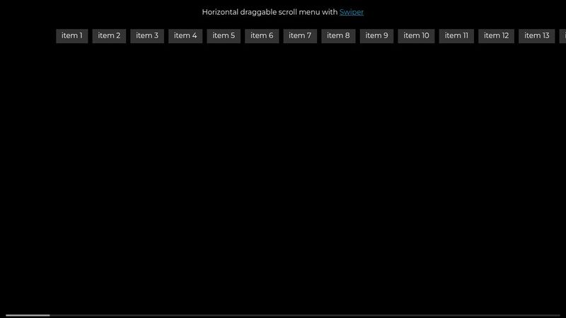 Swiper horizontal scroll menu