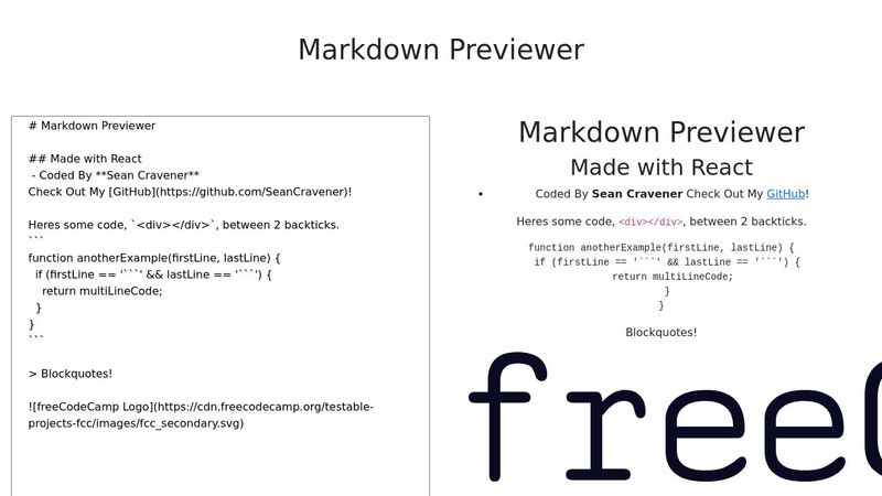 Markdown Previewer w/ React & Bootstrap