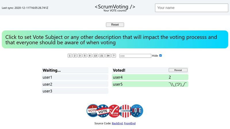 scrum voting layout