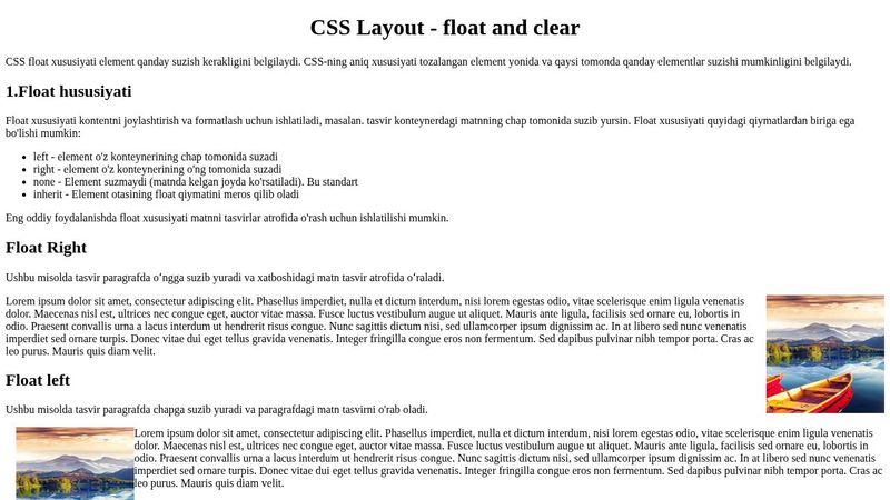 CSS Layout - float and clear