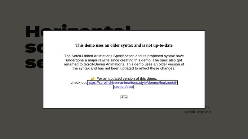 Scroll-Linked Animations: Horizontal scroll section (WAAPI + ScrollTimeline 2021 version)