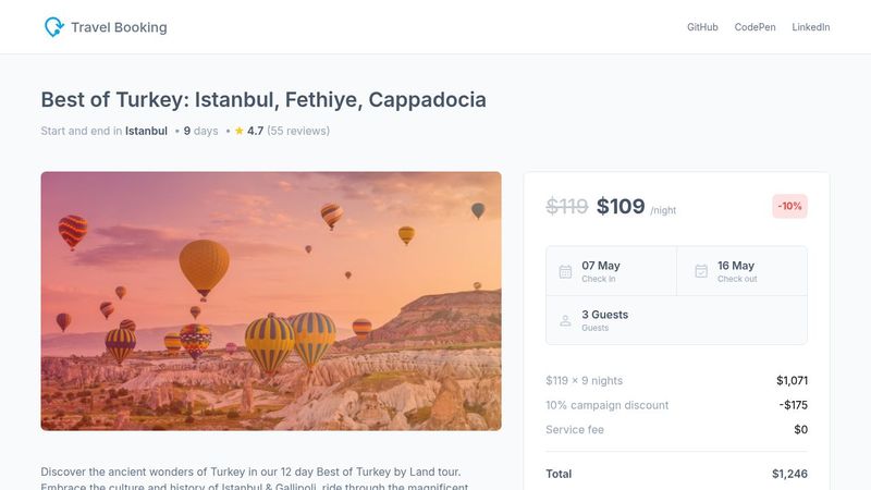 Travel Booking Template with Tailwind CSS