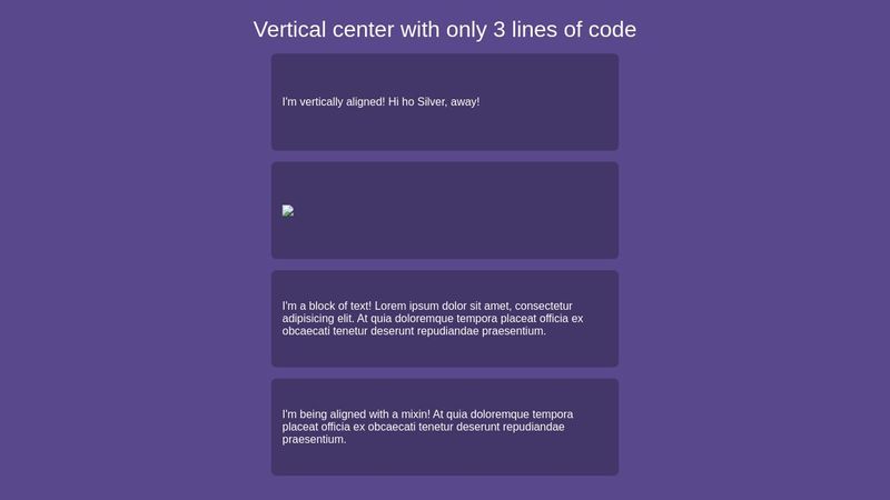 Vertical center with only 3 lines of CSS