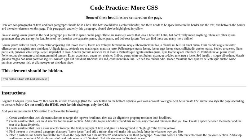 Code Practice: More CSS