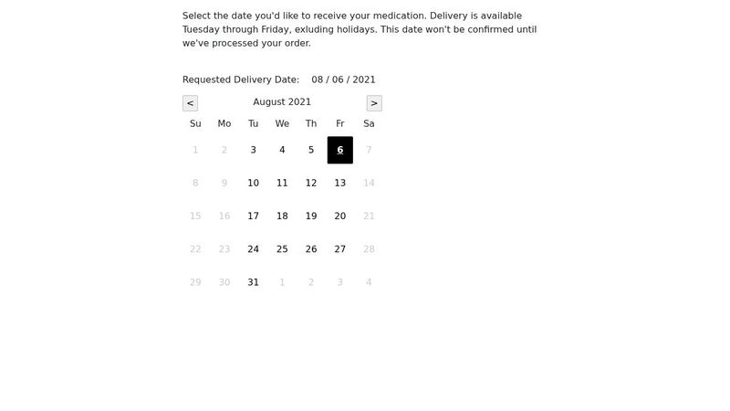 Date Picker Keyboard Navigation Example