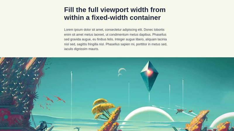 Fill the full viewport width from within a fixed-width container