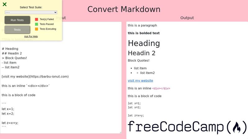 Markdown Previewer (freecodecamp)