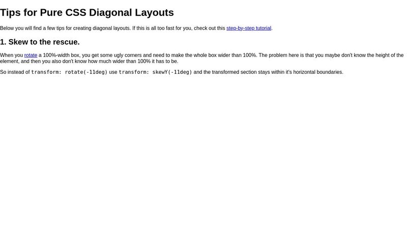 Diagonal Layouts in 2020