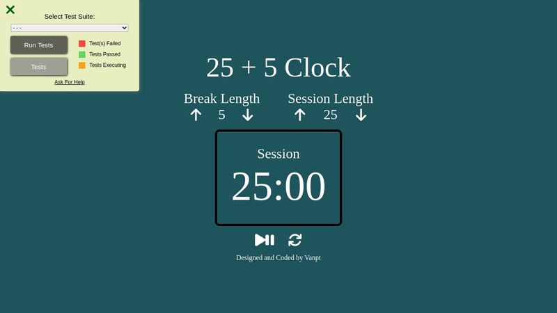 freeCodeCamp: 25 + 5 Clock