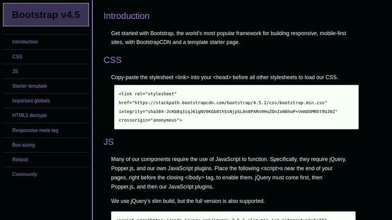 Bootstrap v4.5 Documentation