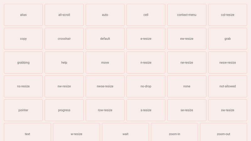 CSS exploring all cursor options