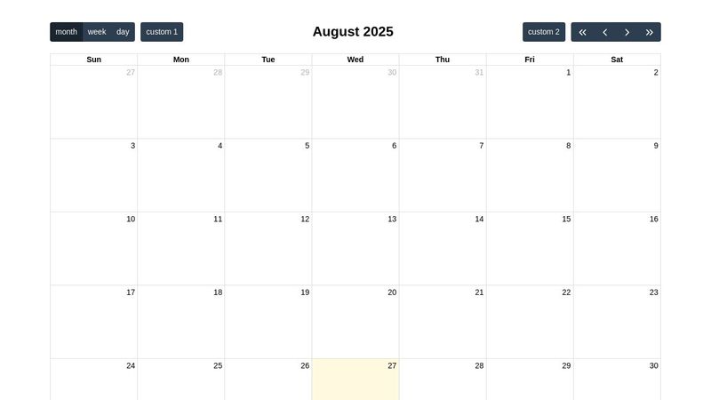 fullcalendar - custom button