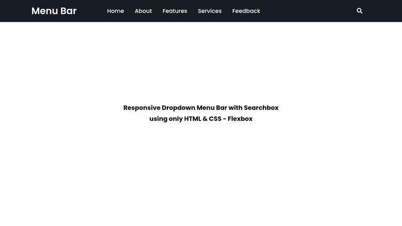 Responsive Dropdown Menu Bar with Search Field using HTML & CSS