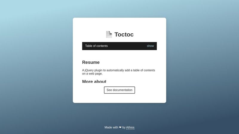 jQuery - Toc toc - Auto Generate