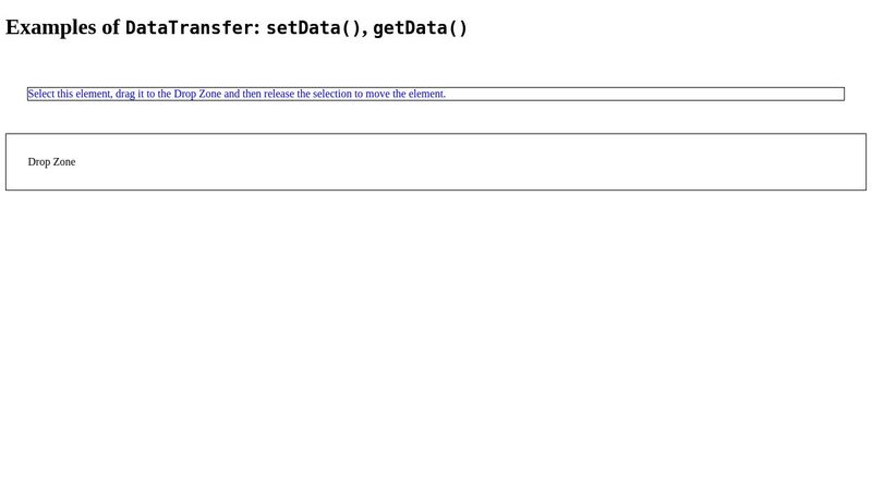 HTML5 Drad and drop DataTransfer: setData(), getData(), clearData()