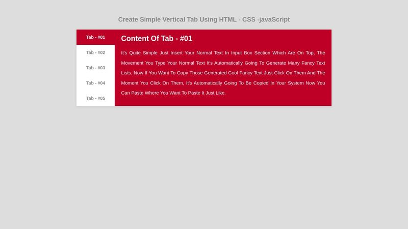 Create Simple Vertical Tab Using Html Css Javascript 1284