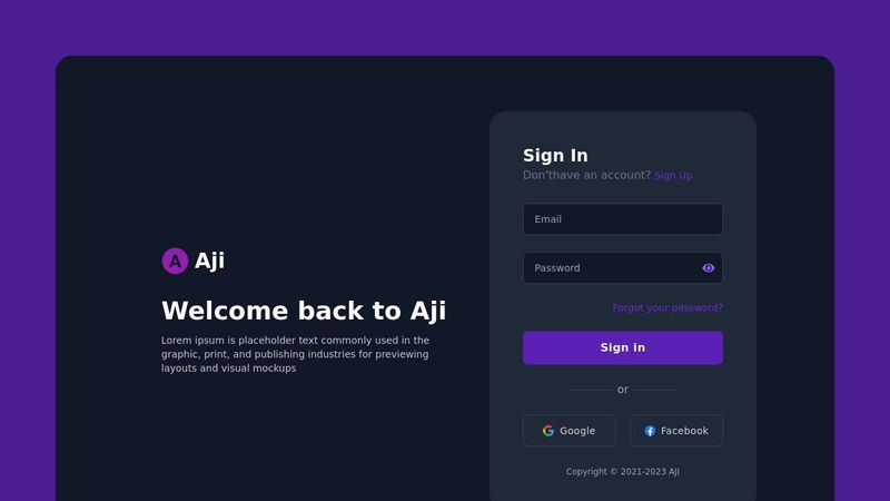 Tailwind CSS Login Page