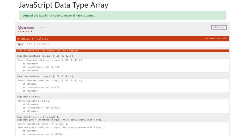 JavaScript Data Type Array (Exercise)
