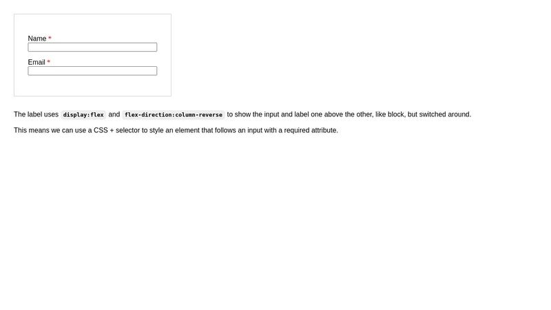 CSS for Required Inputs