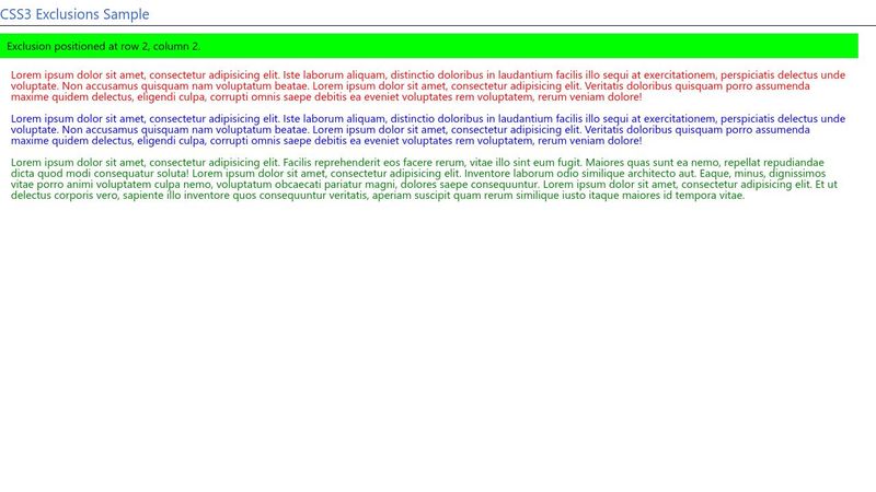 CSS Exclusions (IE10+ or Edge)